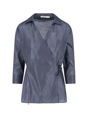 Paloma Wool Wrap Top With Tie Detail - Blue
