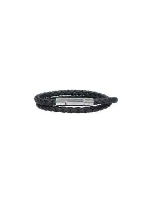 TOD`S Tod's Braided Leather Double Layer Bracelet - Black