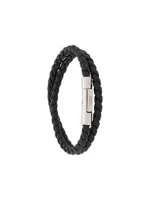TOD`S Tod's Braided Leather Double Layer Bracelet - Black