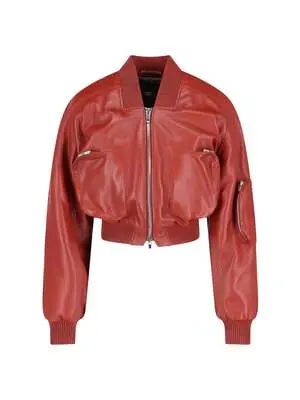 Phoebe Philo 100% Leather Zip-up Bomber Jacket - Rosso