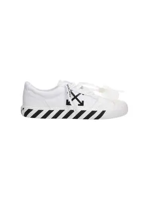 Off-White Cotton Canvas Sneakers With Diagonal Stripe Detail - White