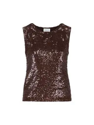 PAROSH Sleeveless Sequin Knit Top