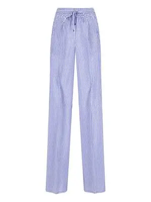 Kiton Striped Silk Drawstring Trousers - Blue