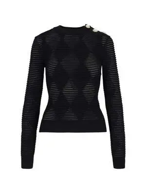 Balmain Viscose Blend Knit Sweater For - Black