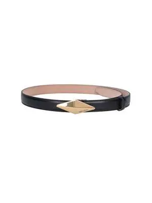 JIMMY CHOO Diamond Clasp Leather Belt - Black