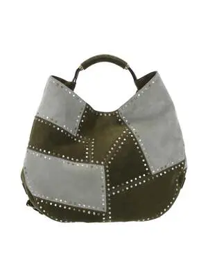 Moschino Leather Patchwork Hobo Bag With Stud Embellishments - Green