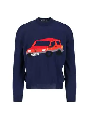 MAGLIANO Intarsia Graphic Knit Sweater - Blue