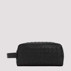 Bottega Veneta Mini Intrecciato Travel Pouch Handbag 26cm X 13cm X 9cm - Black