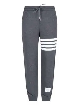 Thom Browne 100% Cotton Joggers With Signature Stripes - Grey