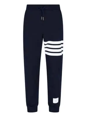 Thom Browne 100% Cotton Trousers With Signature Stripes - Blue