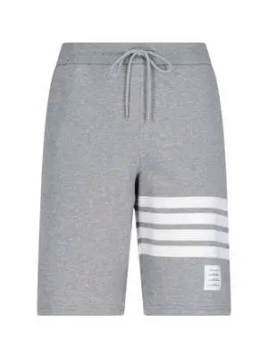 Thom Browne 100% Cotton Striped Shorts - Grey