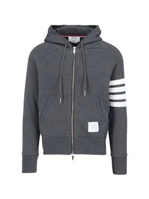 Thom Browne 100% Cotton Crewneck Sweater With Signature Striping - Grey
