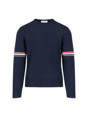 Thom Browne Crewneck Sweater With Sleeve Stripe Detail