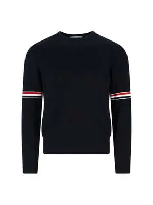 Thom Browne Crewneck Sweater With Sleeve Stripe Detail