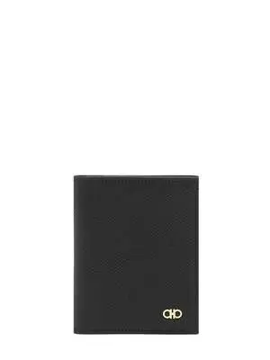 FERRAGAMO Leather Zip Card Holder - Black