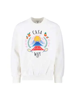 Casablanca Graphic Crewneck Sweatshirt - White