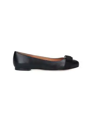 FERRAGAMO Leather Ballet Flat With Bow Detail