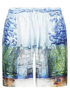 Casablanca Printed Silk Shorts - Multicolor
