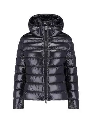 Herno Hooded Quilted Puffer Jacket With Contrast Sleeves - Black