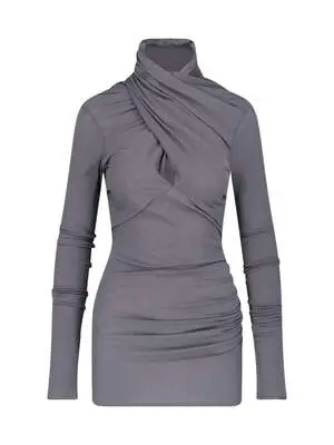 ENTIRE STUDIOS Draped Long Sleeve Mock Neck Mini Dress