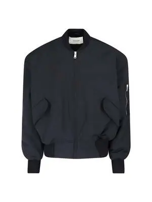 ENTIRE STUDIOS Wool-blend Stretch Bomber Jacket - Black