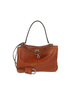 Balenciaga BALENCIAGA Crinkled Leather Shoulder Bag With Heart Charm Brown