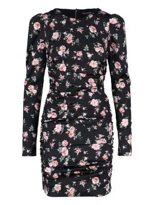 Dolce & Gabbana Floral Print Ruched Mini Dress - Black