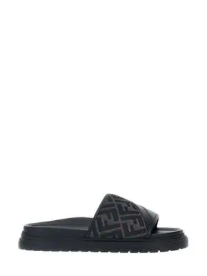 Fendi Diagonal Slides Fabric - Black