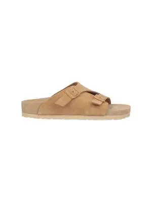 BIRKENSTOCK Suede And Leather Buckled Sandals - Beige