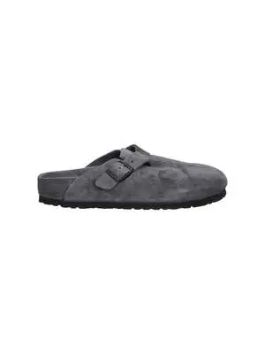 BIRKENSTOCK Leather Buckled Sandals With Contoured Footbed - Grey