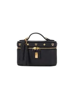 Mcm Calf Leather Mini Handbag - Black