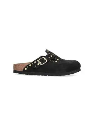 BIRKENSTOCK Boston Suede Studded Slip-on Clogs - Black