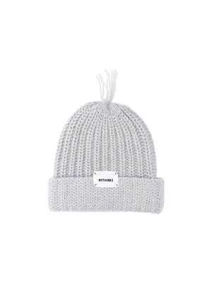 MYTHINKS Chunky Knit Beanie Hat With Cuff And Tassel - Grey