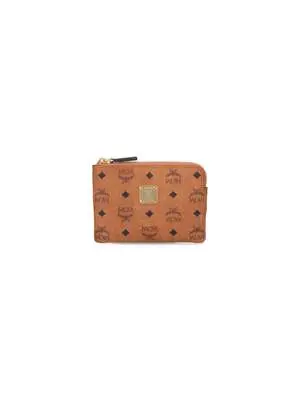 Mcm Compact Cowhide-trim Wallet For - Brown