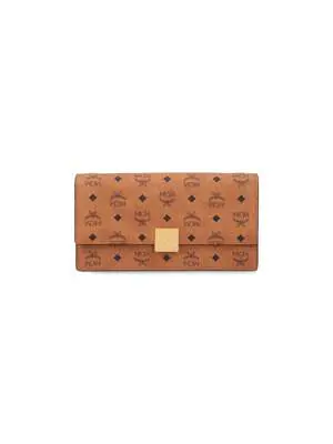 Mcm Logo Print Envelope Clutch - Brown
