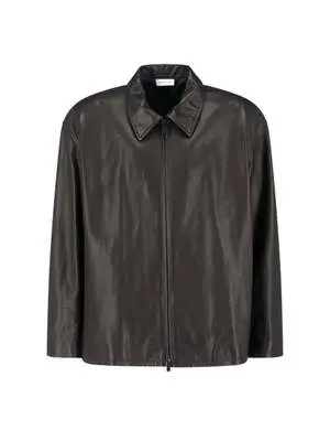 Fear Of God Calf Leather Zip-up Jacket - Black