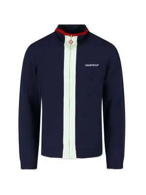 Casablanca Zip-up Knit Jacket With Contrast Paneling