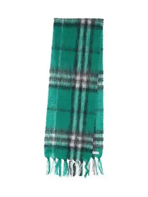 Burberry Burberry Checked Fringe Scarf Green