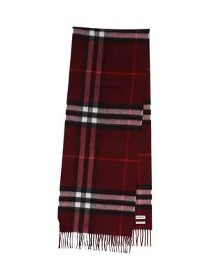 Burberry Checked Fringe Scarf - Red