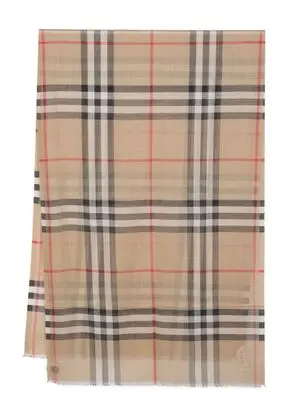 Burberry Giant Check Wool And Silk Scarf - Beige