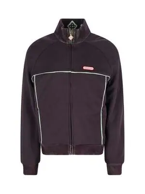 Casablanca Contrast Trim Zip-up Sweater - Violet