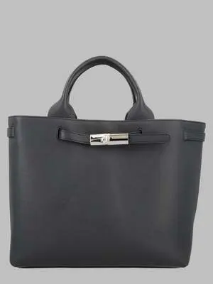 Longchamp Structured Leather Tote Bag - Black