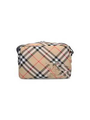 Burberry Structured Cross Body Bag With Monogram Detail - Beige