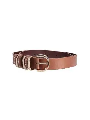 Pinko Leather Belt With Gold Tone Buckle - Brown