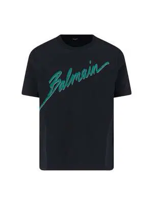 Balmain 100% Cotton Crewneck T-shirt - Black