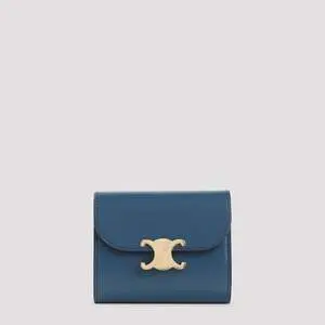 Celine Small Flap Wallet In 100% Calfskin Leather - Blue
