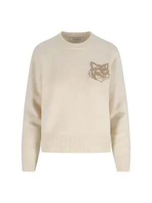 Maison Kitsuné 100% Wool Cardigan - White