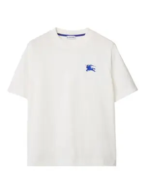 Burberry Rib-knit Neckline T-shirt With Equestrian Knight Design - White