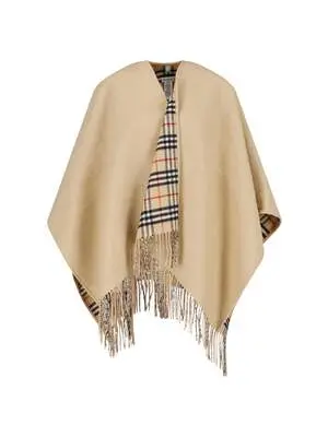 BURBERRY BURBERRY 100% Wool Cape With Fringe