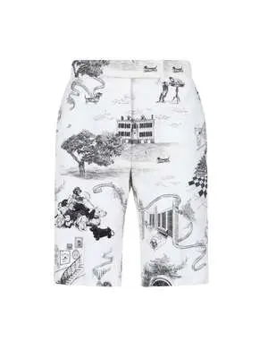 Thom Browne Lightweight Cotton Trousers With Printed Motif - White